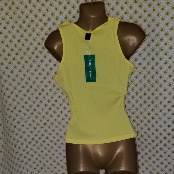 SHEIN | Tops | New With Tag Bag Shein Yellow Ribbed Tank Top | Poshmark